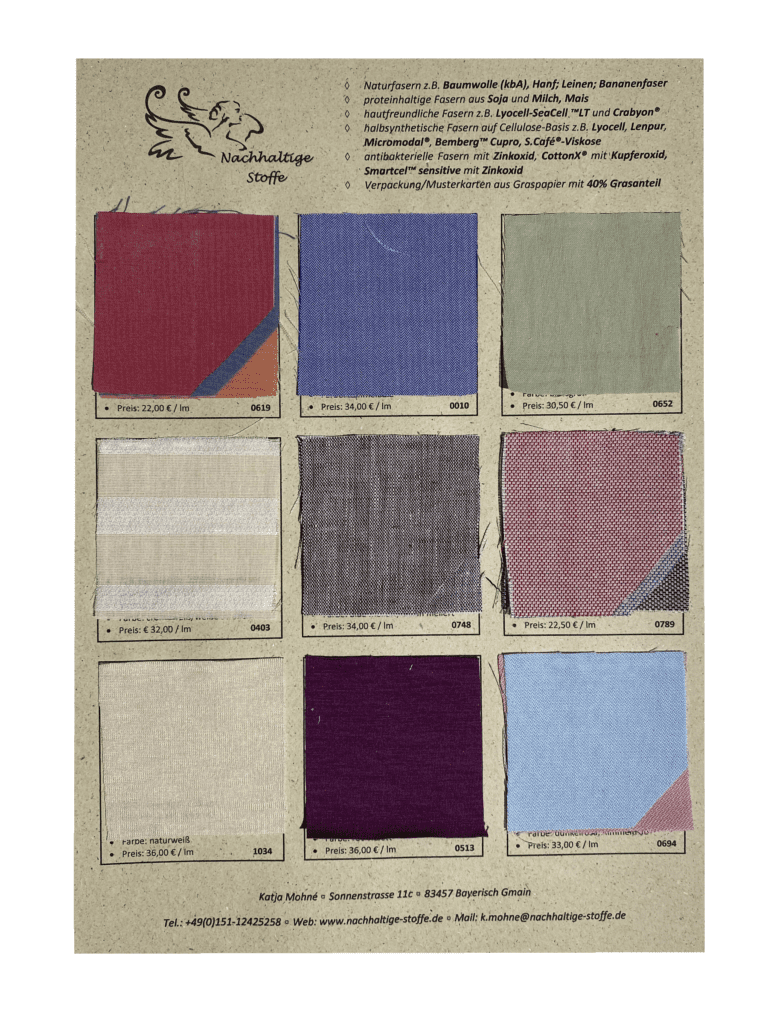 Musterkarte 2 - nachhaltige Stoffe